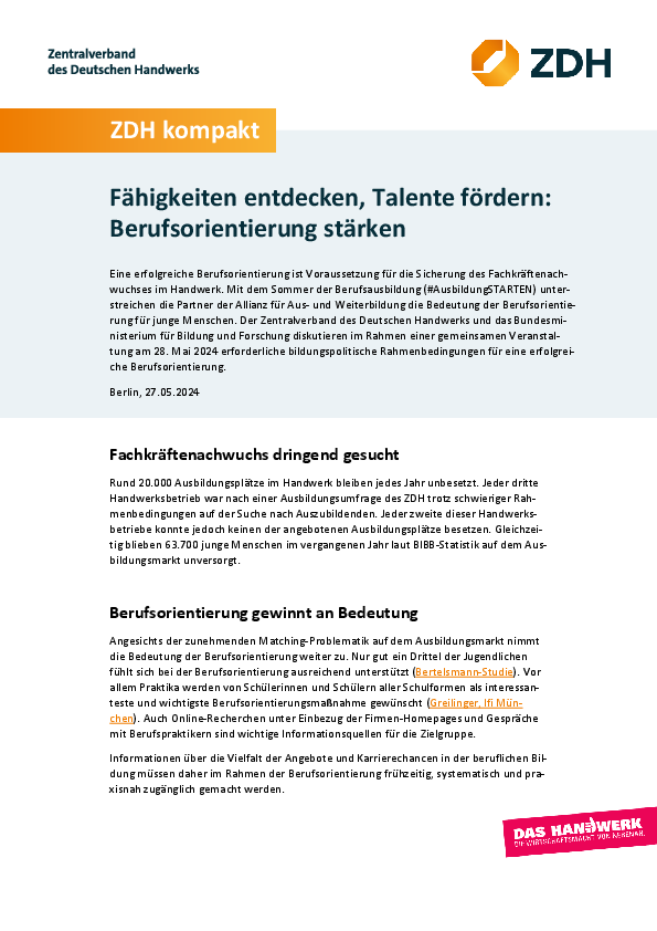 Sommer der Berufsausbildung | ZDH